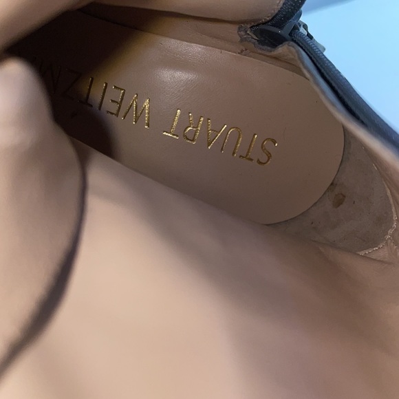 Stuart Weitzman | Shoes | Authentic Stuart Weitzman Gray Leather Studded Combat Boots Size 5 New ...